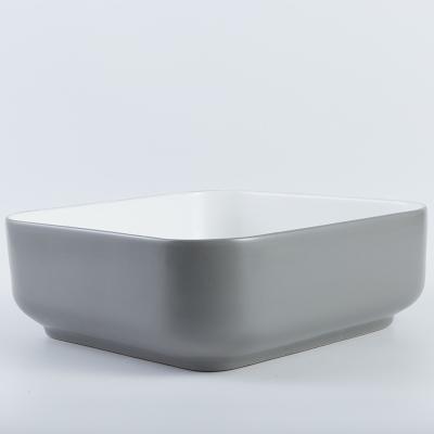 China Non-Leakage Square Ceramic Bathroom Sink No Seams Retro Grey Wash Basin for sale