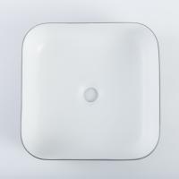 China Non-Leakage Square Ceramic Bathroom Sink No Seams Retro Grey Wash Basin for sale