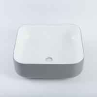 China Non-Leakage Square Ceramic Bathroom Sink No Seams Retro Grey Wash Basin for sale