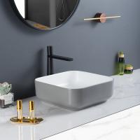 China Non-Porous Surface Counter Top Bathroom Sink Symmetrical Square Wash Basin for sale