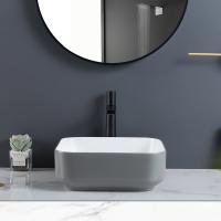 China Non-Porous Surface Counter Top Bathroom Sink Symmetrical Square Wash Basin for sale