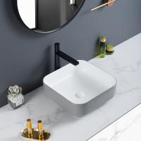 China Non-Porous Surface Counter Top Bathroom Sink Symmetrical Square Wash Basin for sale