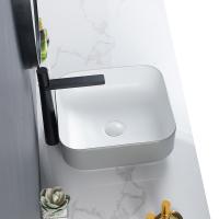 China Non-Porous Surface Counter Top Bathroom Sink Symmetrical Square Wash Basin for sale