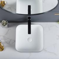 China Non-Porous Surface Counter Top Bathroom Sink Symmetrical Square Wash Basin for sale