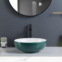 China Polished Surface Counter Top Bathroom Sink Smooth Easily Maintain Round Ceramic Basin for sale