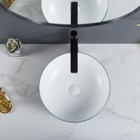 China Polished Surface Counter Top Bathroom Sink Smooth Easily Maintain Round Ceramic Basin for sale