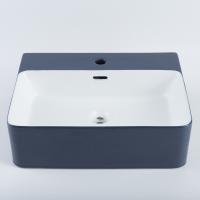 China Easy Maintain Rectangular Vessel Sink With Overflow Ceramic Basin Price For Hotel for sale