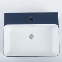 China Easy Maintain Rectangular Vessel Sink With Overflow Ceramic Basin Price For Hotel for sale