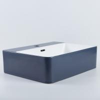 China Easy Maintain Rectangular Vessel Sink With Overflow Ceramic Basin Price For Hotel for sale