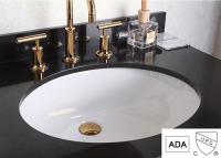 China White Modern Ada Bathroom Sinks Undermount Trough Oval Ceramic 15 Inch for sale