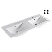 China 600MM Vanity Top Bathroom Sink Countertop Glaze Smooth Double Vessel for sale