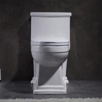 China Lavatory Standard Height Skirted Toilet One Piece Toilet With Side Flush 4.8LPF for sale