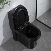 China Elongated Matt Black Dual Flush One Piece Toilet 1.6 Gpf Cupc Ceramic Round for sale