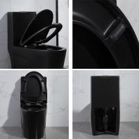 China Matt Black One-Piece Compact Elongated Dual-Flush Toilet With Skirted Trapway for sale