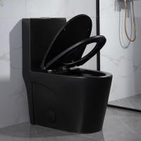 China Matt Black One-Piece Compact Elongated Dual-Flush Toilet With Skirted Trapway for sale
