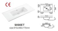 China 35 Inch Vanity Top Bathroom Sink Rectangle Vessel Basin 910X460X180mm for sale