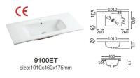 China Ceramic Large Bathroom Rectangular Vessel Sink Vanities 1000mm for sale