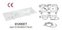 China White Double Vanity Top Bathroom Sink 1200mm Porcelain For Cabinet for sale