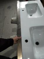 China White Double Vanity Top Bathroom Sink 1200mm Porcelain For Cabinet for sale