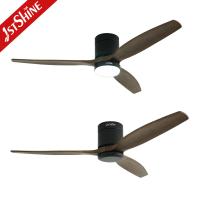 China 3 Natural Wooden Blades Low Profile 52 Inches Ceiling Fan With Led Light for sale