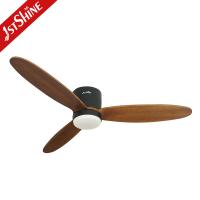 China Dimmable 5 Speed 52in LED Ceiling Fan With 3 Solid Wood Blades for sale