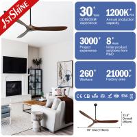 China 70 Inches 3 Solid Wood Ceiling Fan With Remote Control Quiet DC Motor for sale