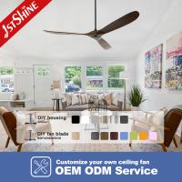 China 70 Inches 3 Solid Wood Ceiling Fan With Remote Control Quiet DC Motor for sale