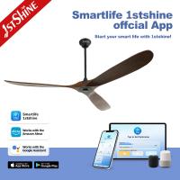 China 70 Inches 3 Solid Wood Ceiling Fan With Remote Control Quiet DC Motor for sale