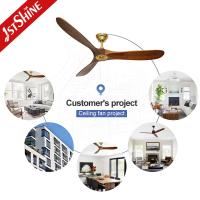 China 3 Wooden Blades Decorative 60 Inch Ceiling Fan 220V With Remote Control for sale