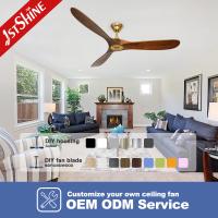 China 3 Wooden Blades Decorative 60 Inch Ceiling Fan 220V With Remote Control for sale