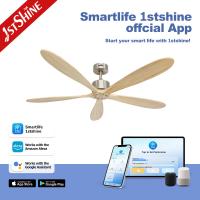 China Living Room Big Wooden Blade Ceiling Fan Remote Control With No Light for sale