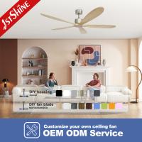 China Living Room Big Wooden Blade Ceiling Fan Remote Control With No Light for sale