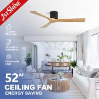 China 3 Blades Wooden Ceiling Fan With Remote Control Quiet Dc Motor High Speed for sale