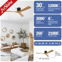 China 3 Blades Wooden Ceiling Fan With Remote Control Quiet Dc Motor High Speed for sale