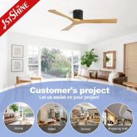 China 3 Blades Wooden Ceiling Fan With Remote Control Quiet Dc Motor High Speed for sale