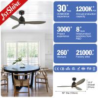 China Decorative Simple 3 Wooden Blade LED Ceiling Fans With Remote Control for sale