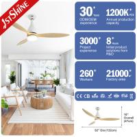 China Led Ceiling Fan With Remote Control Solid Wood Blade 3 Speeds Reversible Ac Motor ,decorative fan for sale