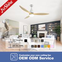 China Led Ceiling Fan With Remote Control Solid Wood Blade 3 Speeds Reversible Ac Motor ,decorative fan for sale