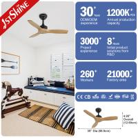 China Small Size 35 Inches Solid Wood Blade Ceiling Fan Quiet Energy Saving DC Motor for sale