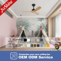 China Small Size 35 Inches Solid Wood Blade Ceiling Fan Quiet Energy Saving DC Motor for sale