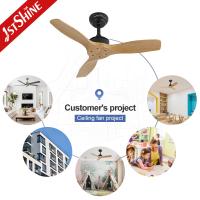 China Small Size 35 Inches Solid Wood Blade Ceiling Fan Quiet Energy Saving DC Motor for sale