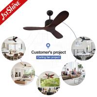China Power Saving Decorative ROHS Ceiling Lamp With Fan 3 Solid Wood Blades for sale