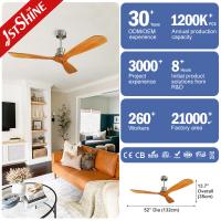China 52 Inch Wood Ceiling Fan with 6 Speeds Choice Solid Wood Blades and Energy Efficient DC Motor for sale
