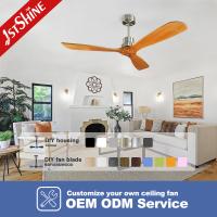 China 52 Inch Wood Ceiling Fan with 6 Speeds Choice Solid Wood Blades and Energy Efficient DC Motor for sale