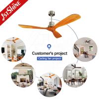 China 52 Inch Wood Ceiling Fan with 6 Speeds Choice Solid Wood Blades and Energy Efficient DC Motor for sale