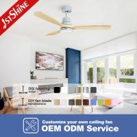 China Solid Wood Smart 230v Color Changing Ceiling Fan Remote Control DC Motor for sale