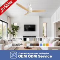 China OEM 3 Wooden Blades 52 Solid Wood App Smart Control Ceiling Fan With DC Motor for sale