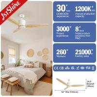 China OEM 3 Wooden Blades 52 Solid Wood App Smart Control Ceiling Fan With DC Motor for sale