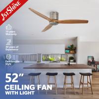 China TUYA App-Controlled 2 IN 1 LED Light Ceiling Fan Low Ceiling Solid Wood Blades with Remote for sale