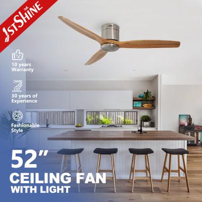 China TUYA App-Controlled 2 IN 1 LED Light Ceiling Fan Low Ceiling Solid Wood Blades with Remote for sale
